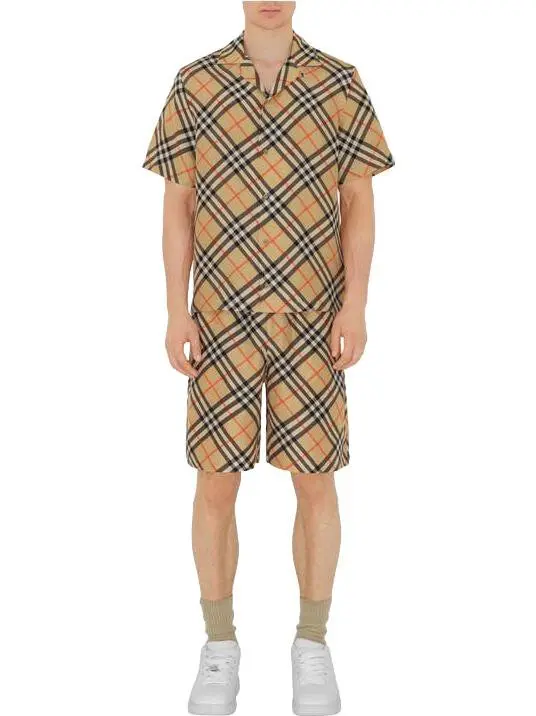 Burberry Oversized Check Silk Shirt - Sand