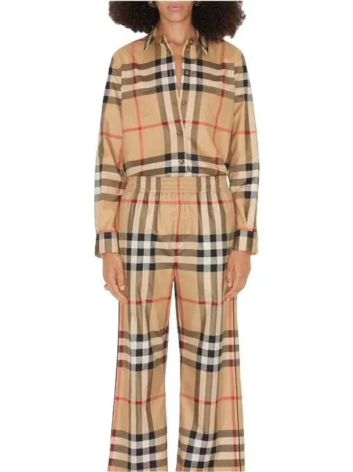 Burberry Check Cotton Twill Trousers - Archive Beige
