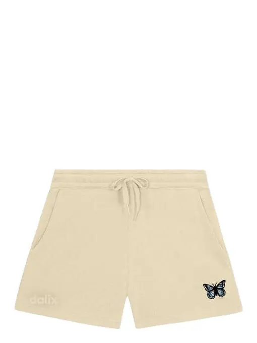DALIX Butterfly Midweight Fleece Shorts - Bone