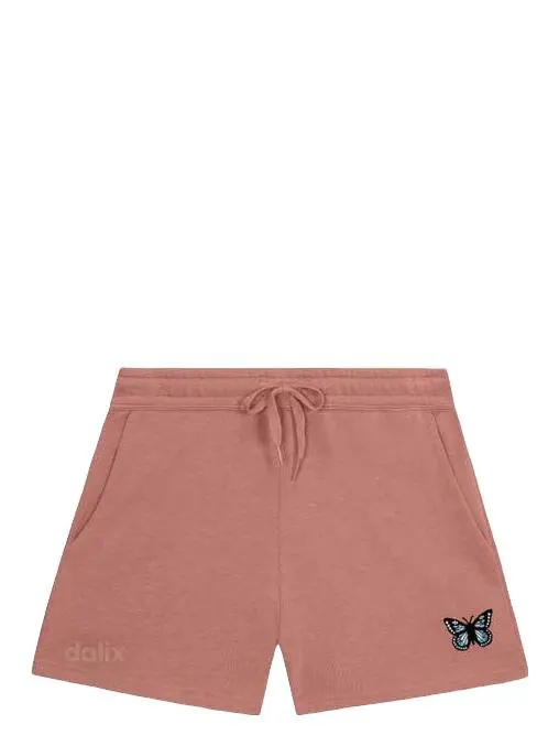 DALIX Butterfly Midweight Fleece Shorts - Dusty Rose