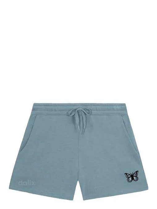 DALIX Butterfly Midweight Fleece Shorts - Misty Blue