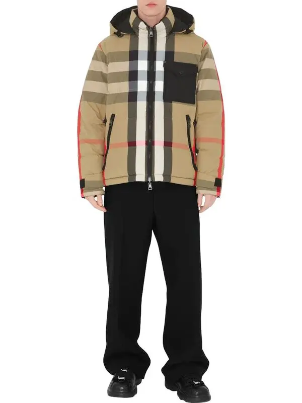 Burberry Reversible Check Nylon Puffer Jacket - Archive Beige/black