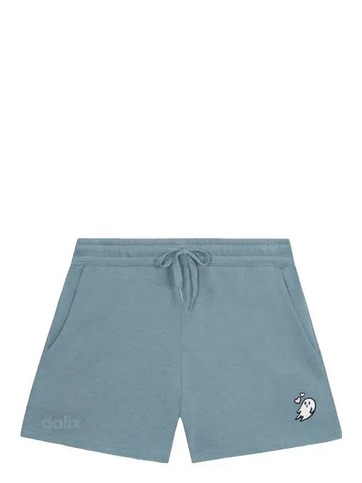 DALIX Heartly Ghost Midweight Fleece Shorts - Misty Blue
