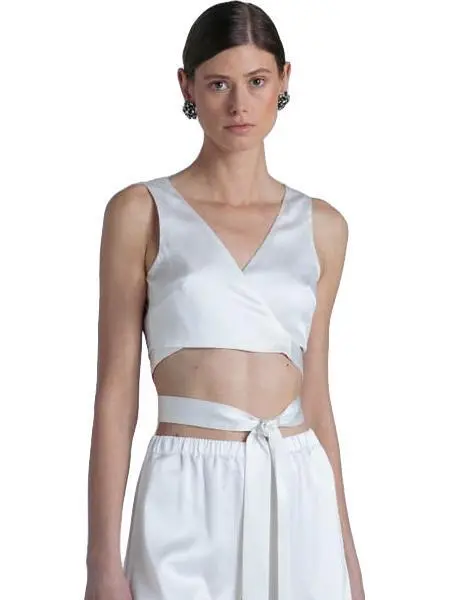 ALAS Silk V-neck Top - Milk White