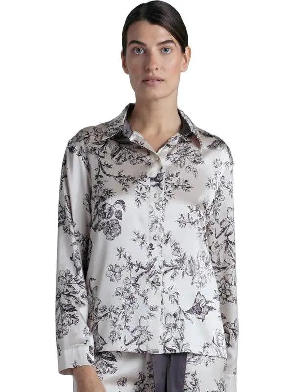 ALAS Silk Long Sleeve Shirt - Floral Print
