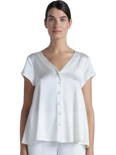 ALAS Silk Short Sleeve Shirt - Milk White