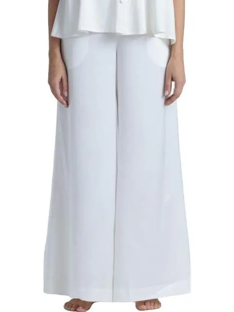 ALAS Silk Palazzo Pants - Milk White