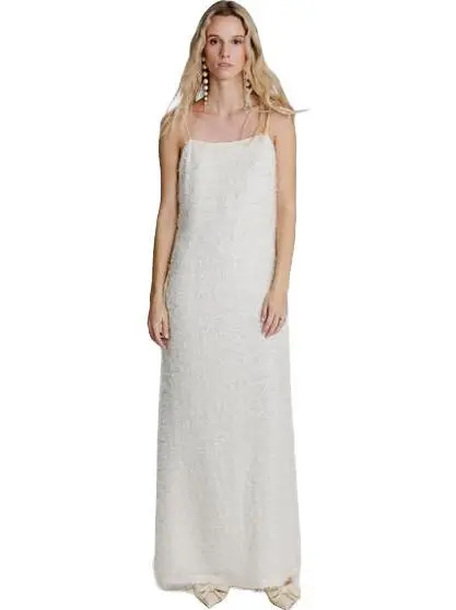 ALAS A-line Maxi Slip Dress - Off White