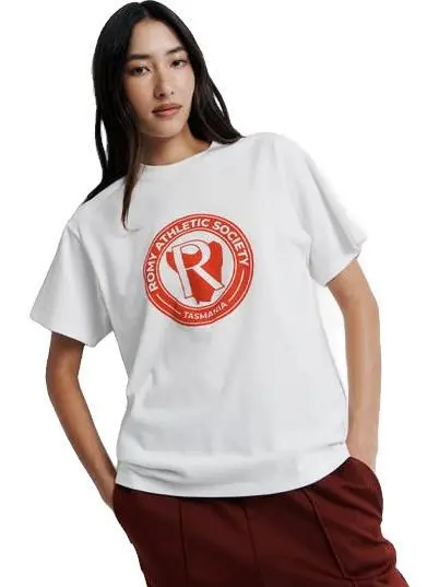 ROMY THE BRAND Romy Athletic Society Heritage Tee - White + Print