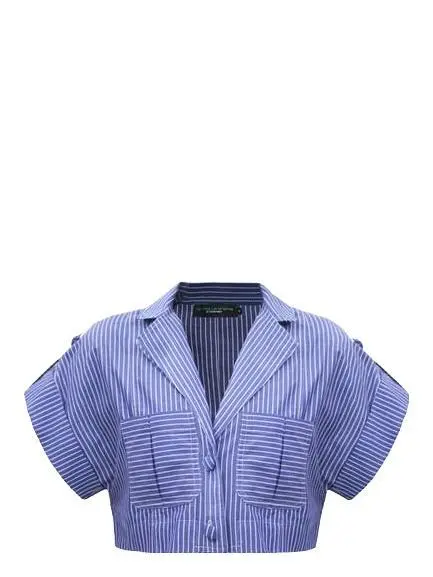 NO PISE LA GRAMA Guayaba Crop Top - Blue Stripes