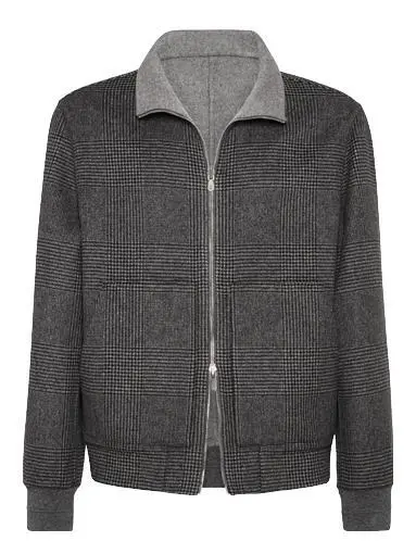 Brunello Cucinelli Hand-crafted Cashmere Flannel Bomber Jacket - Dark Grey