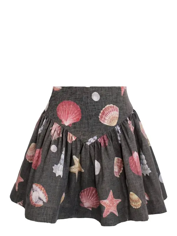 NO PISE LA GRAMA Sotavento Mini Skirt - Conchitas Black Print