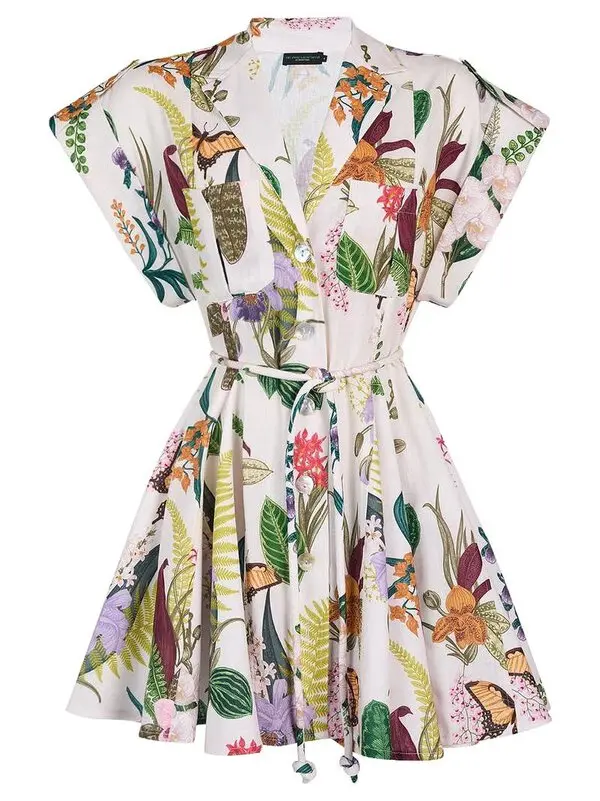 NO PISE LA GRAMA Guayaba Mini Dress - Jardin Print Off White