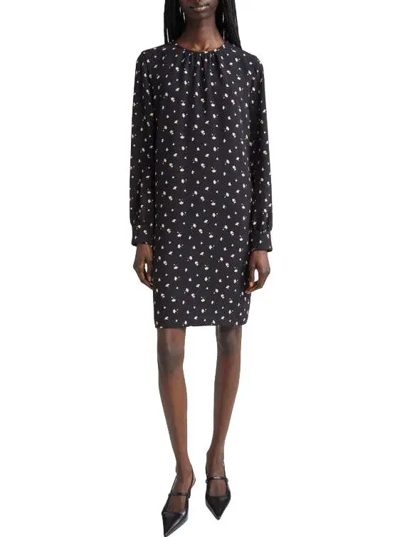 Max Mara Curve Ginkgo Print Long Sleeve Dress - Black Flesh Toner