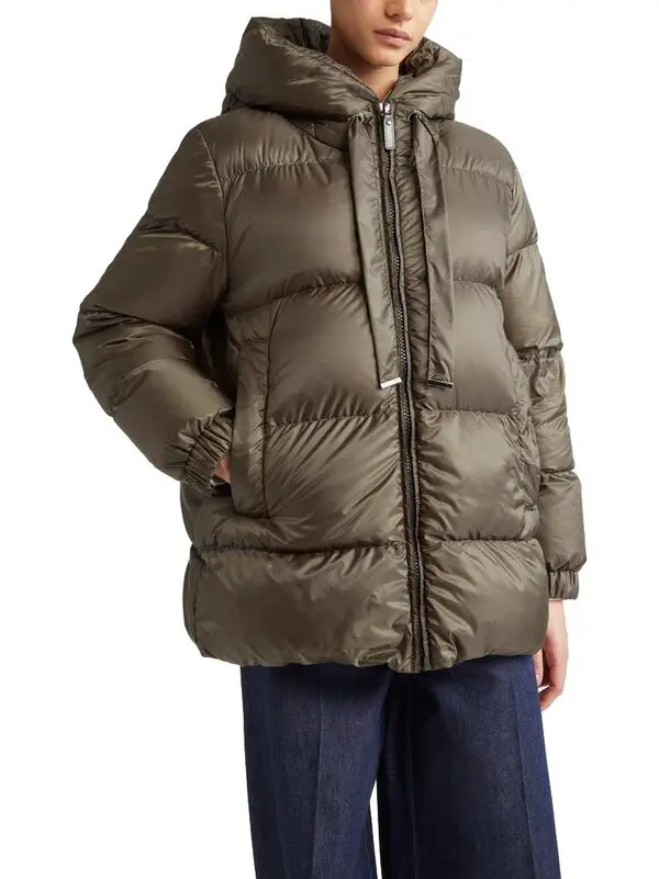 Max Mara The Cube Seia Hooded Down Jacket - Kaki