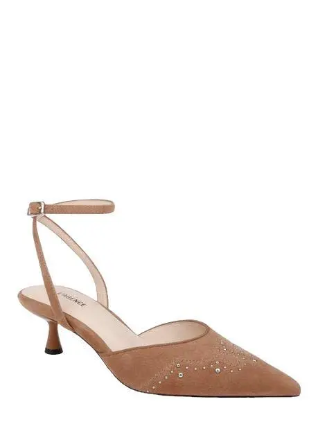 L'Agence Liana Ankle Strap Pointed Toe Pump - Sand Suede
