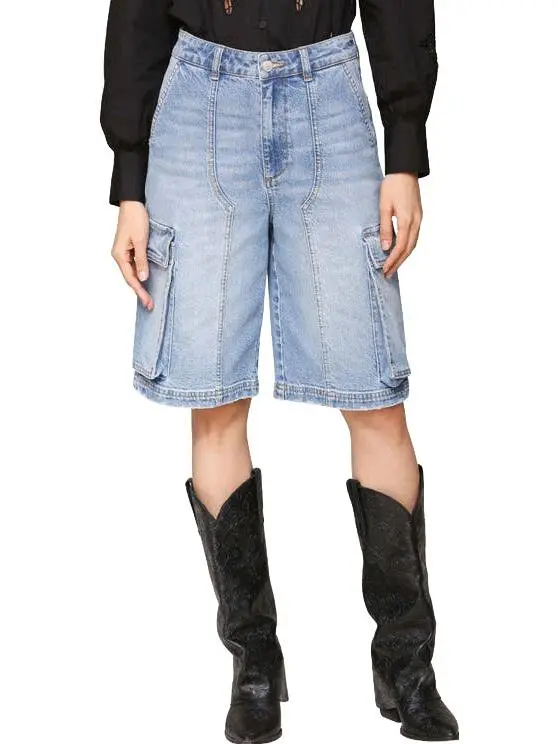 Avec Les Filles Cargo Bermuda Denim Shorts - Fender Wash