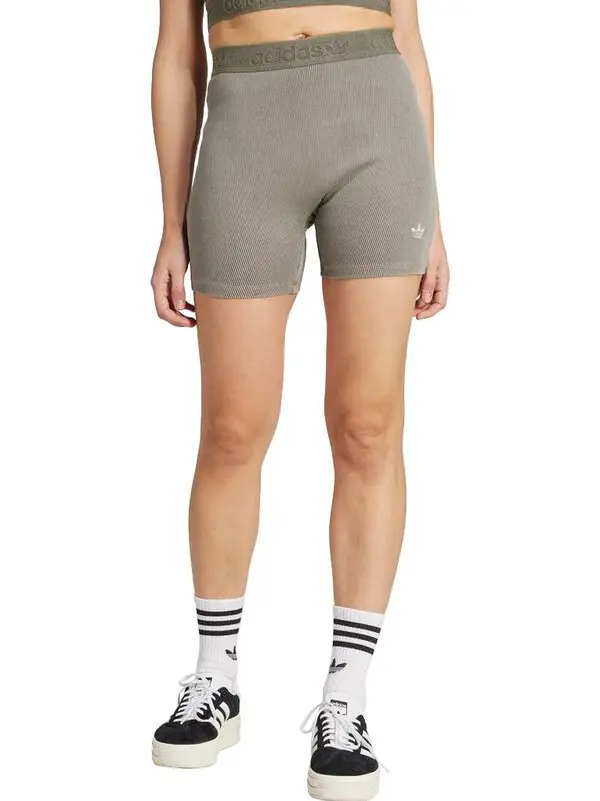 Adidas Ribbed Bike Shorts - Silver Pebble