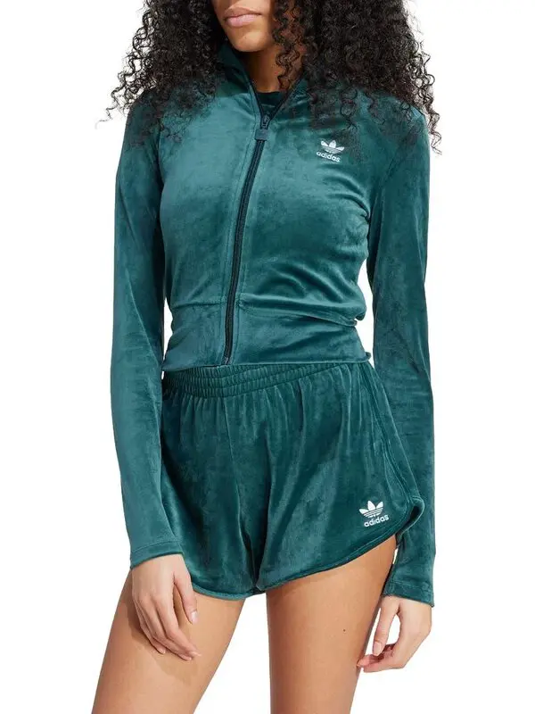Adidas Essential Velour Fitted Track Jacket - Aurora Ivy