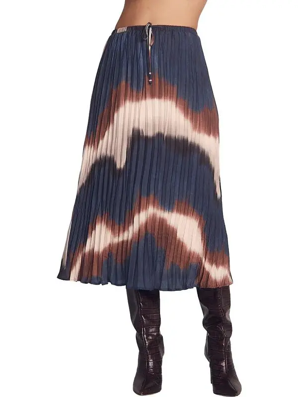 Bella Dahl Pleated Printed Midi Skirt - Midnight Tides Print