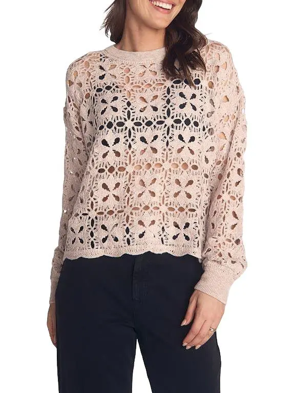 Bella Dahl Wool And Cashmere Crochet Sweater - Soft Almond