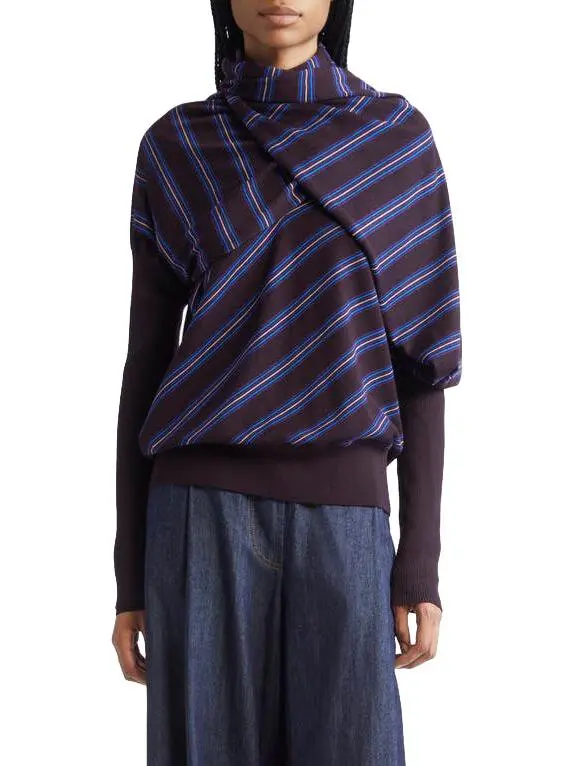 Dries Van Noten Tiba Asymmetric Merino Wool Shrug - Burgundy
