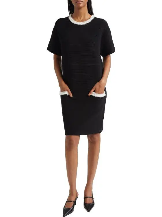 Emporio Armani Short-sleeve Knit Shift Dress - Black