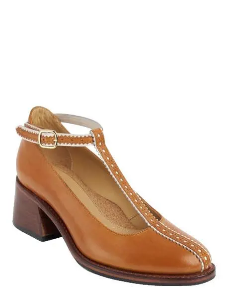 The Office Of Angela Scott Miss Beverly T-strap Pump - Veg Tan