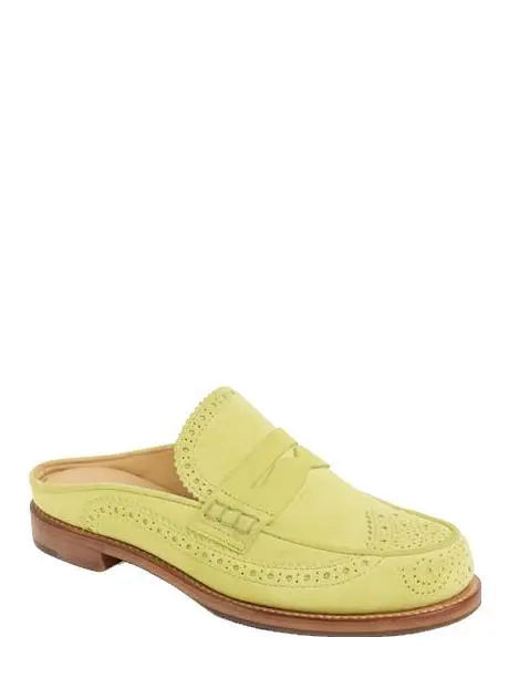 The Office Of Angela Scott Miss Emma Wingtip Mule - Lime Suede
