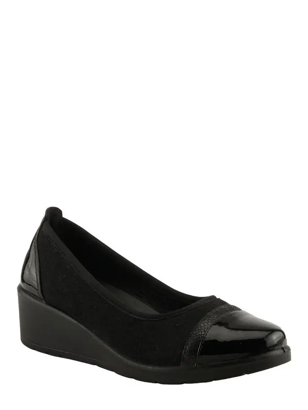 SPRING STEP SHOES Macadi Cap Toe Wedge Pumps - Black