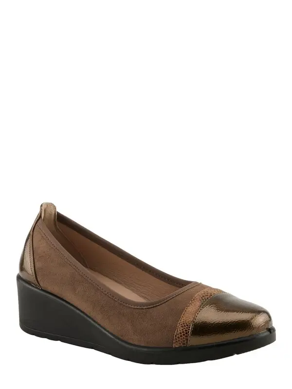 SPRING STEP SHOES Macadi Cap Toe Wedge Pumps - Bronze Multi