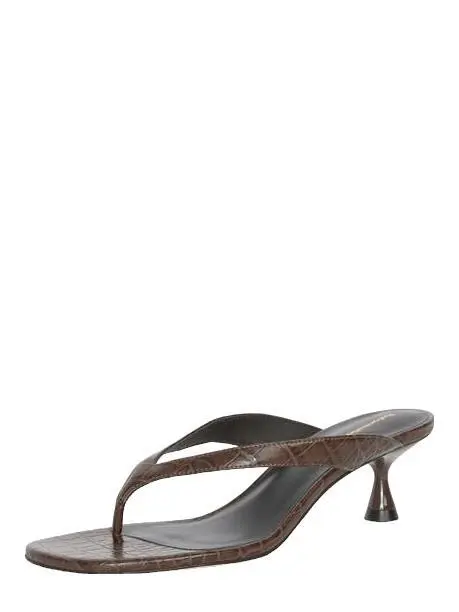 REFORMATION Sophie Kitten Heel Flip Flop - Brown Croc-effect