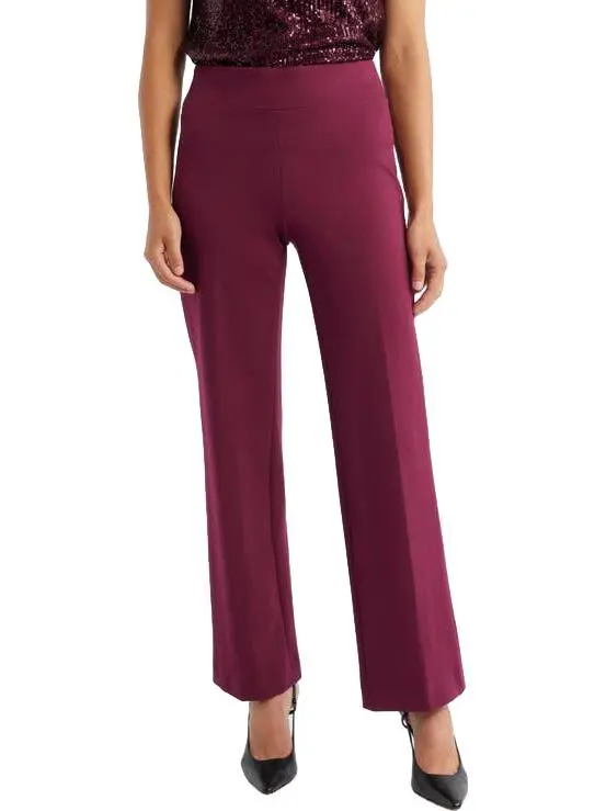 Anne Klein Pull-on Wide Leg Compression Trousers - Chianti