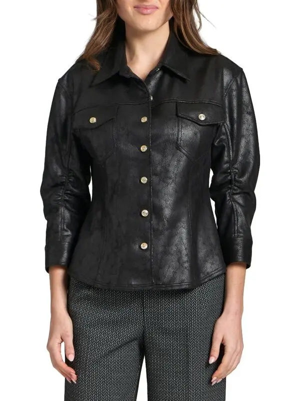 APNY Faux Suede Shirt Jacket - Black