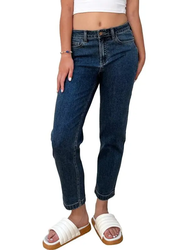HINT OF BLU High-rise Slim Straight Leg Jeans - Honest Blue