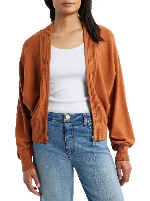 Wit & Wisdom Dolman Sleeve Zip Cardigan - Roasted Carrot