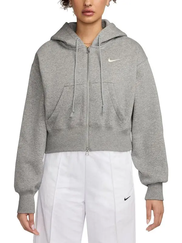 Nike Cotton-blend Fleece Relaxed Fit Hoodie - Dark Grey Heather/sail