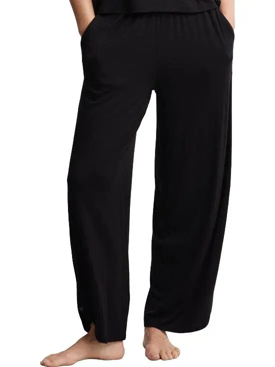 Barefoot Dreams Jersey Crop Wide Leg Pants - Black