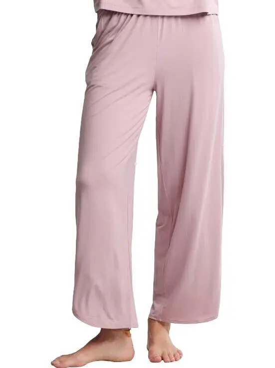 Barefoot Dreams Jersey Crop Wide Leg Pants - Teaberry