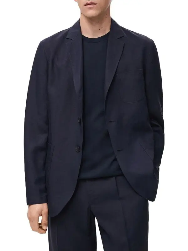 Mango Slim Fit Slub Lyocell & Linen Suit Jacket - Navy