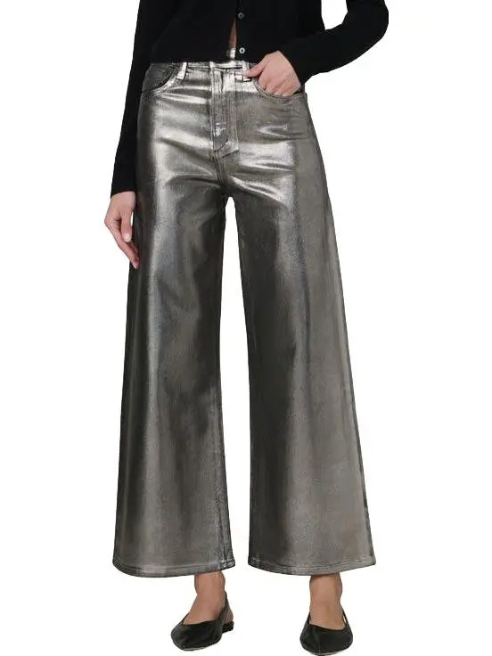 Joe's Jeans The Mia Coated Wide Leg Jeans - Pewter Foil