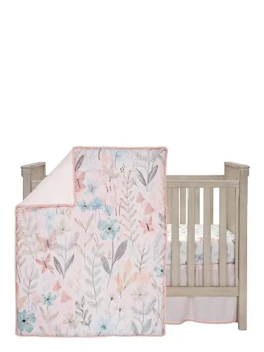 LAMBS & IVY Baby Blooms 3-piece Floral/butterfly Baby Crib Bedding Set - Pink