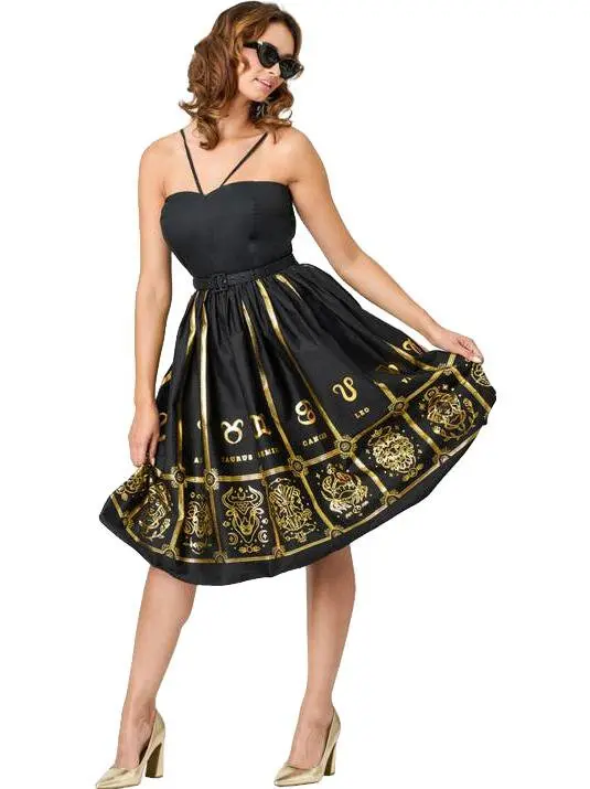 Unique Vintage Sweetheart Halter Swing Dress - Black