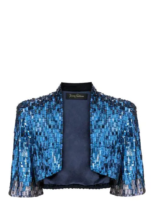 Jenny Packham Cristobel Sequin Jacket - Mockingbird Blue