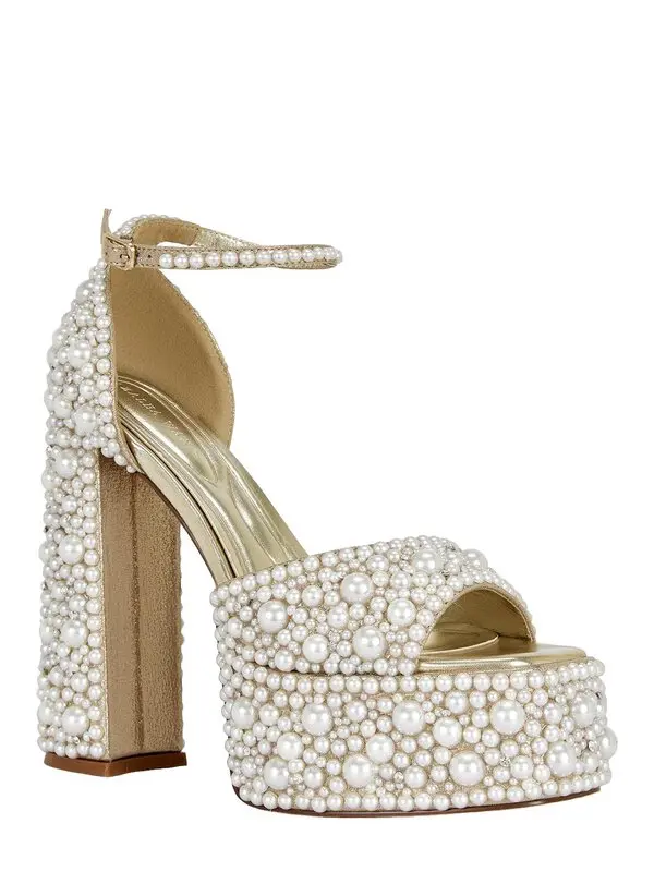 AZALEA WANG Beaded Platform Sandals - Gold