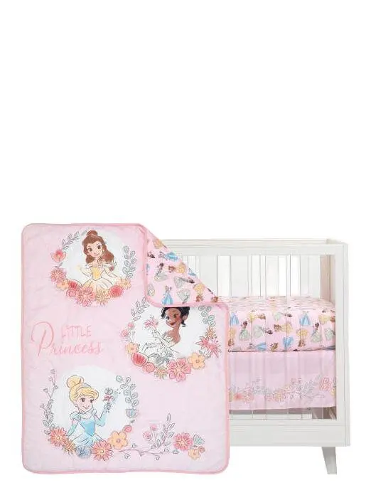 LAMBS & IVY Disney Princesses 3-piece Baby Crib Bedding Set By - Pink