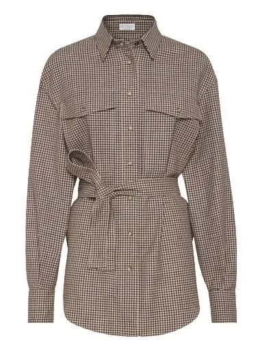 Brunello Cucinelli Virgin Wool Check Shirt - Brown