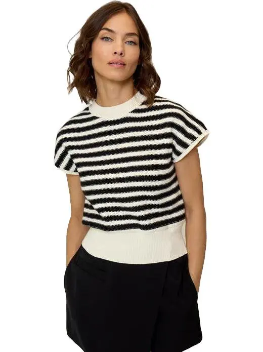 Central Park West Striped Stitch Dolman Top - Bone