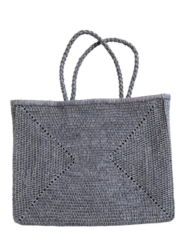 ZANATANY CONCEPTS Raffia Beach Tote Bag - Blue