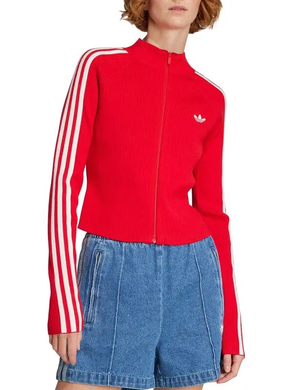 Adidas 3-stripes Slim Knit Track Jacket - Better Scarlet